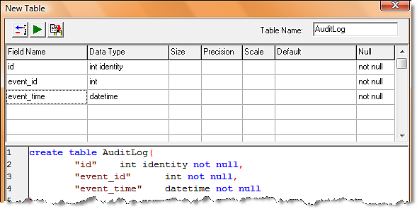 Using the New Table Wizard